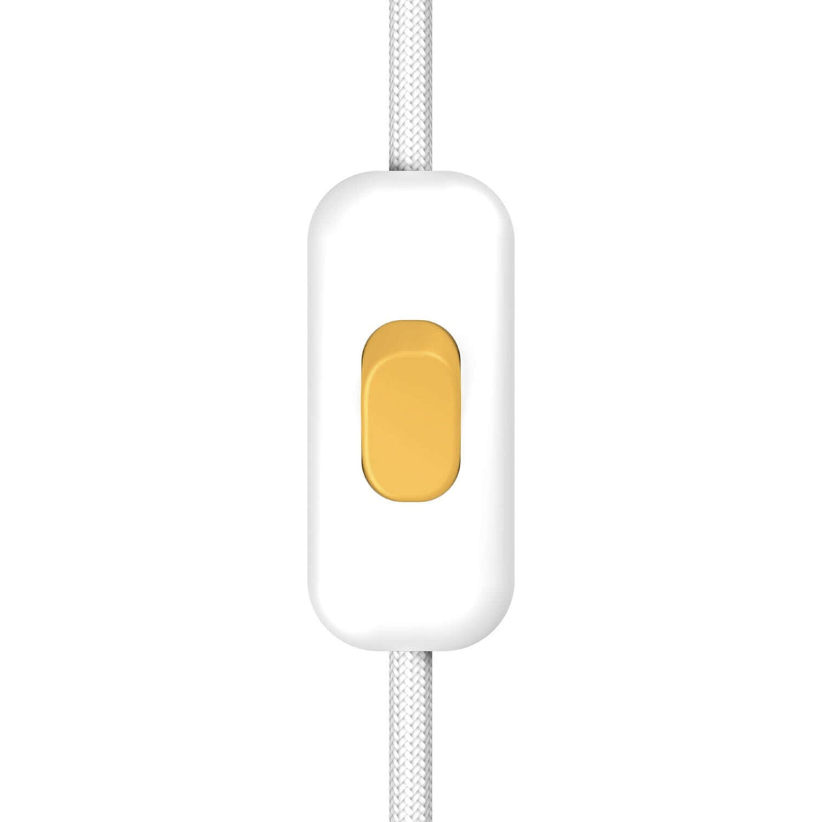 Single-pole rocker switch with white body and Mustard button – Creative Cables