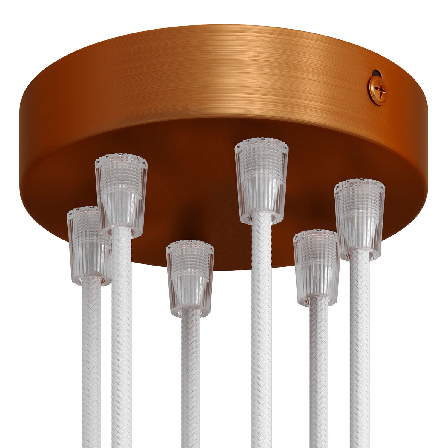 Cylindrical metal ceiling canopy kit with 6 holes - Satin copper ...