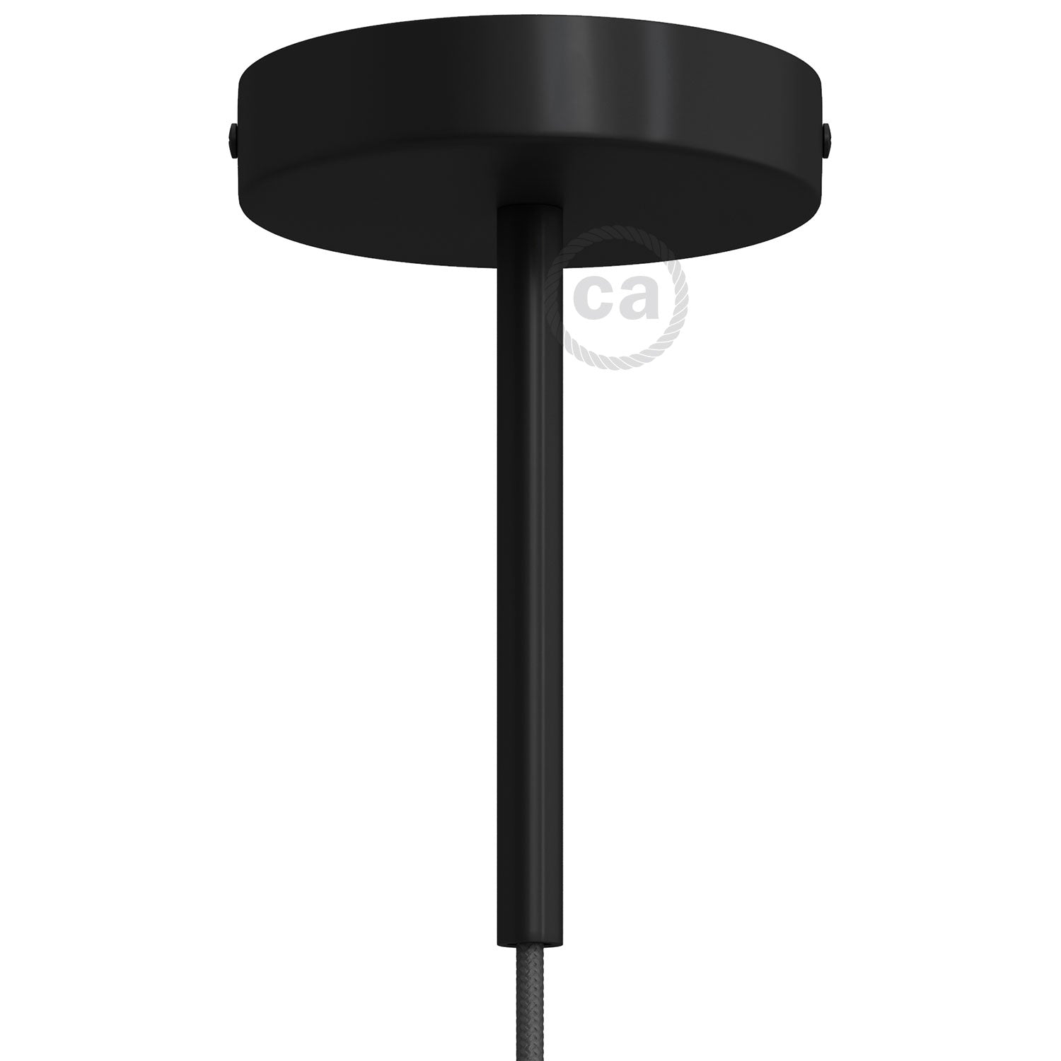Cylindrical metal ceiling canopy kit with 15 cm strain relief - Black ...