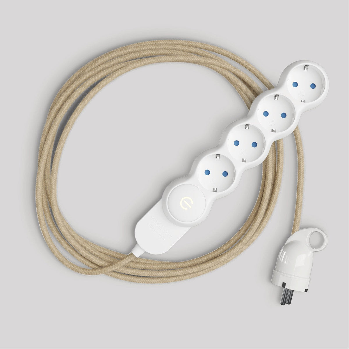 Schuko power strip with neutral jute cord and plug – Creative Cables